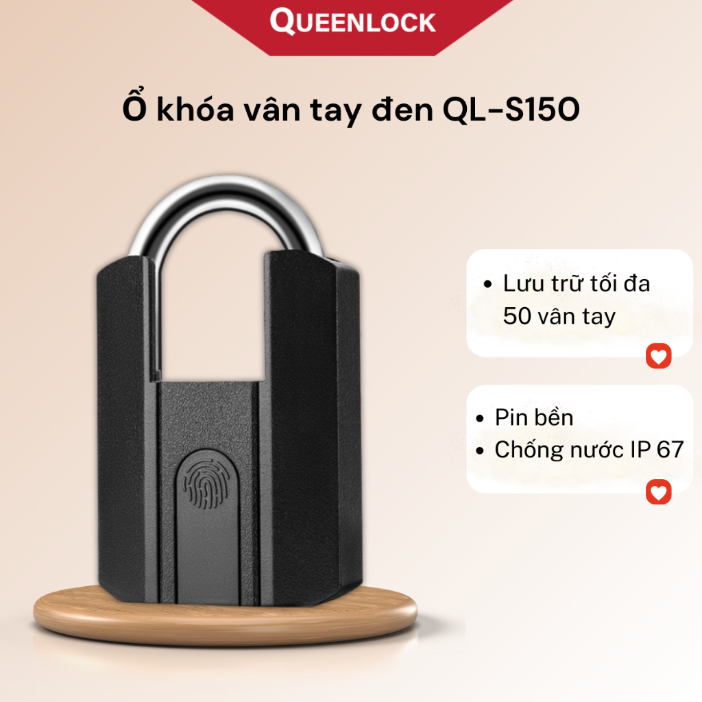Khóa vân tay cỡ lớn Queen Lock QL-S150 mở bằng app TTLock chống nước có ...