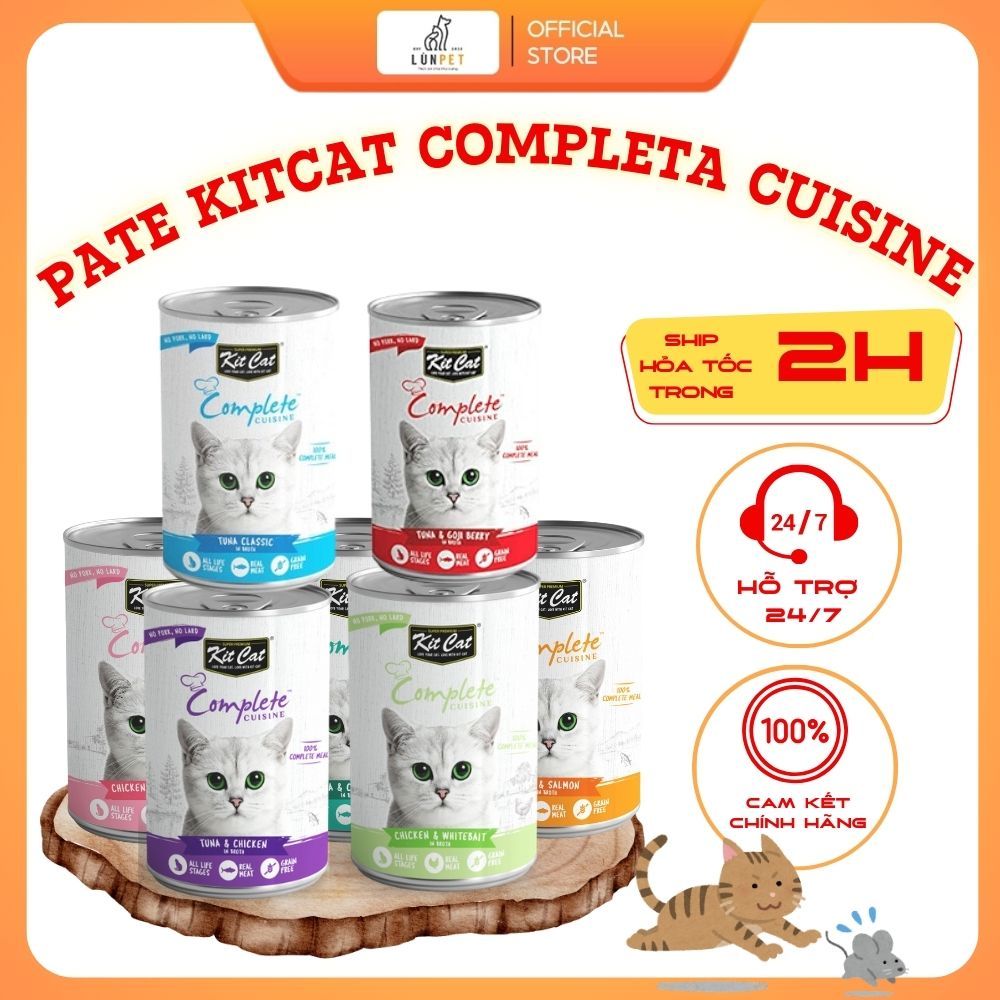Thức ăn cho mèo con, mèo trưởng thành pate Kitcat Complete Cuisine lon ...