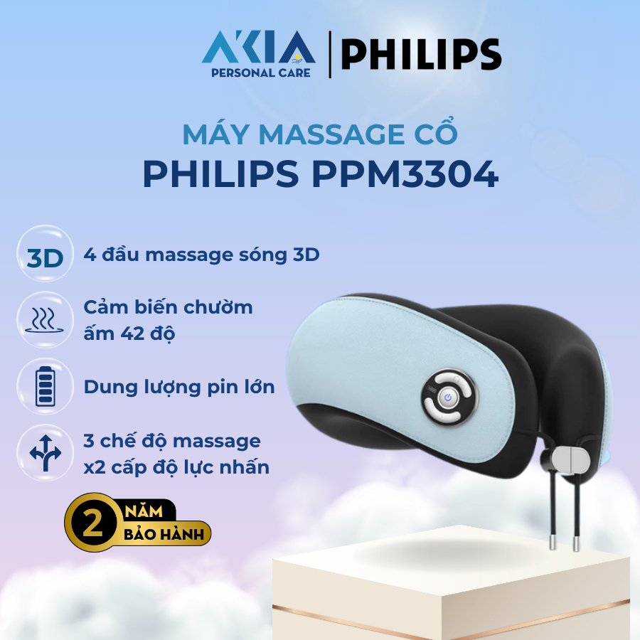 Máy Massage Cổ Vai Gáy PHILIPS 3304 - Massage Sóng 3D - Chườm Ấm Cảm Biến - Bảo Hành 24 tháng ...
