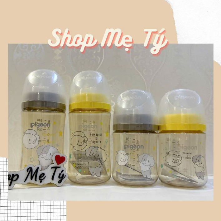 Bình sữa Pigeon chú voi PPSU Plus thế hệ III cổ rộng Howapipi (160ml/ 240ml) | Shopee Việt Nam