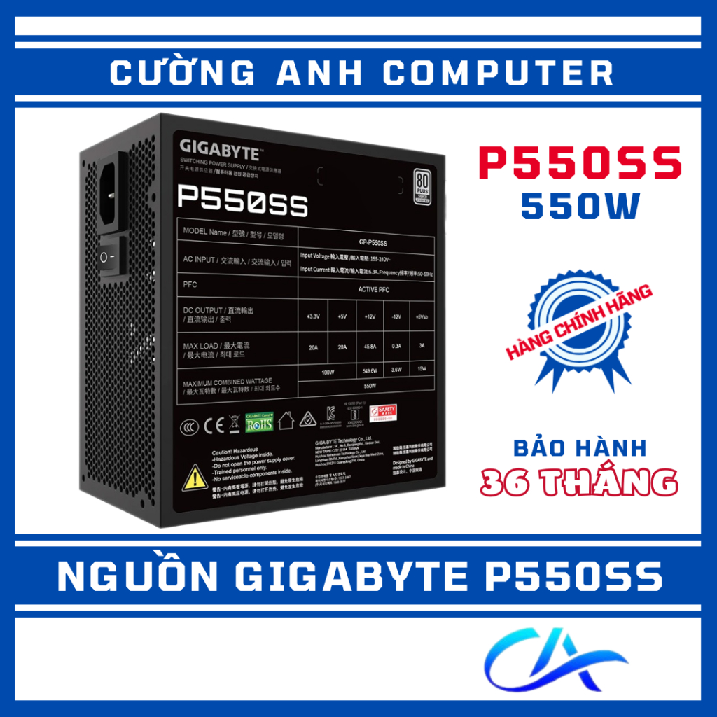 Nguồn Máy Tính GIGABYTE P550SS 550W (80 plus Silver, ATX 3.0) | Shopee Việt Nam