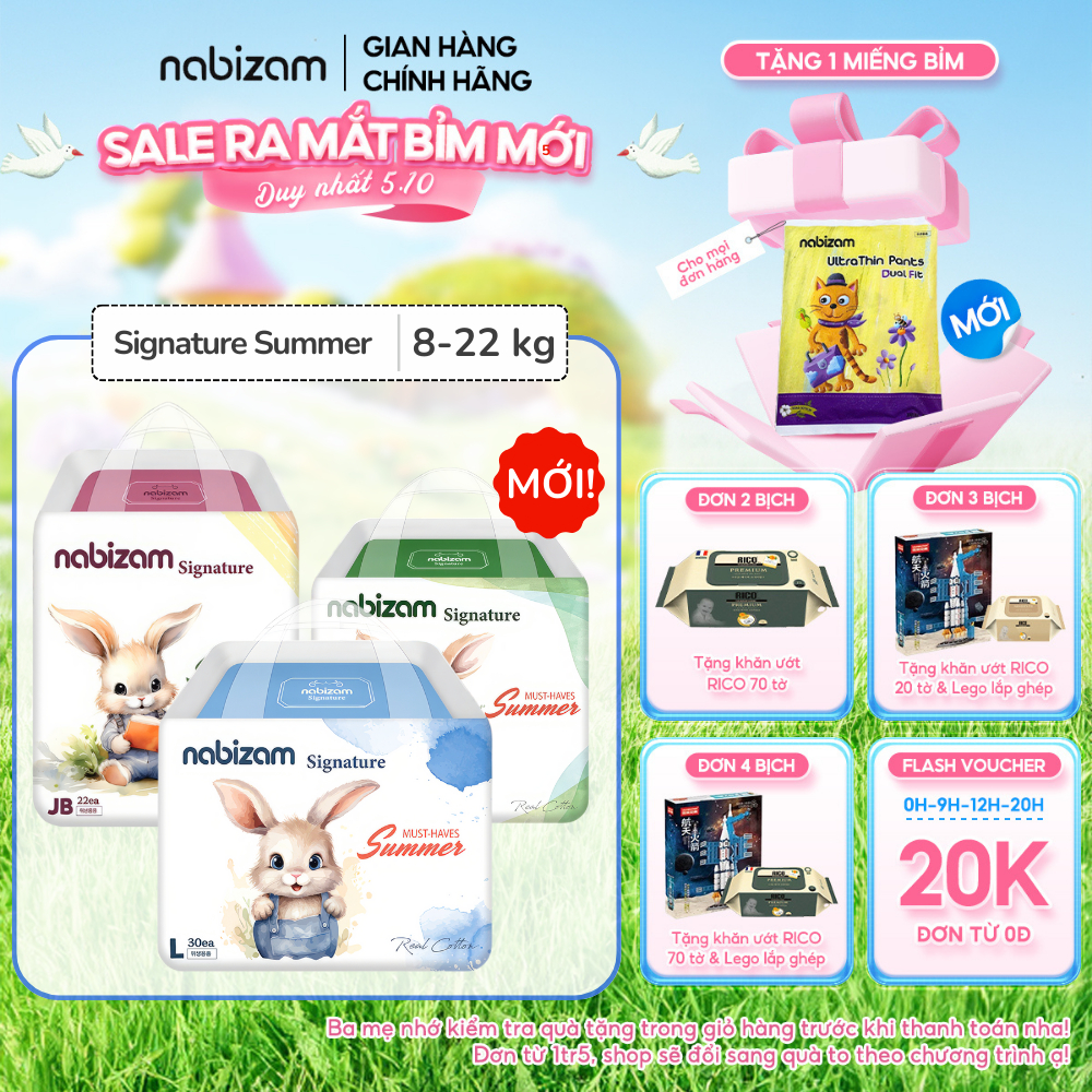(Mới) Tã/Bỉm Đêm NABIZAM Signature Summer Đai Chun Cao Cấp, Mỏng Mềm ...
