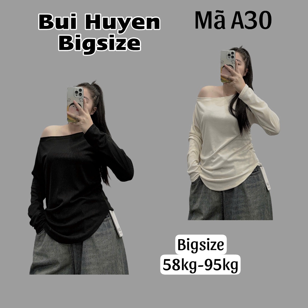A30-Áo Dài Tay Body Trễ Vai Chất Tăm Hàn Bigsize 58-95KG | Shopee Việt Nam