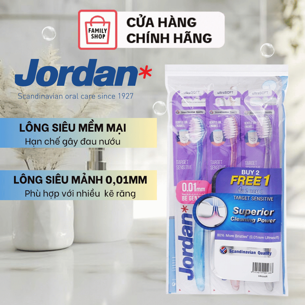 Bộ 6 bàn chải đánh răng Jordan Target Sensitive, Lông siêu mềm siêu ...