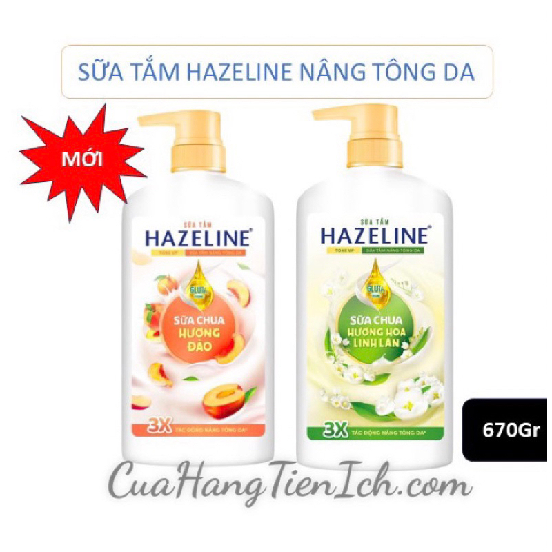 SỮA TẮM NÂNG TONE DA HAZELINE SỮA CHUA HƯƠNG ĐÀO, HƯƠNG LINH LAN 670G ...