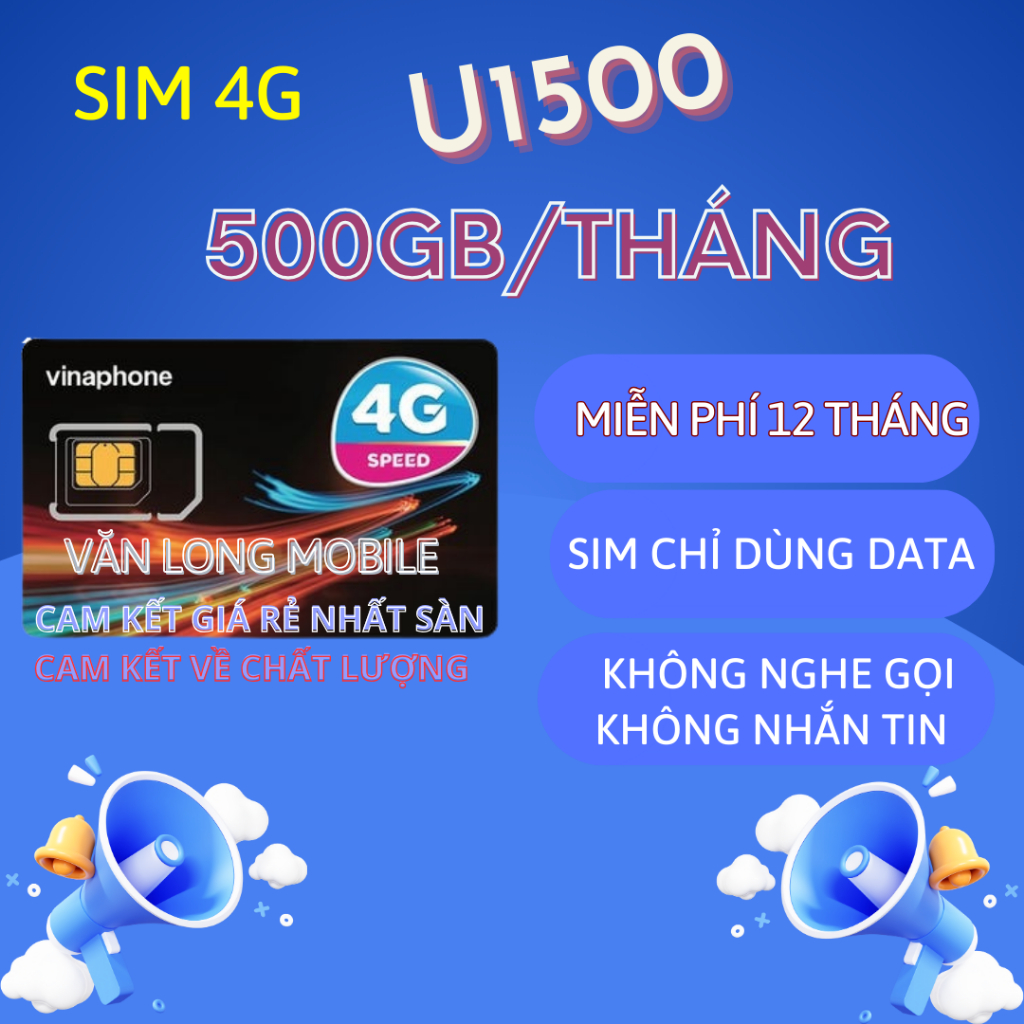 SIM4G U1500 Vinaphone ( Miễn phí 1 năm vào mạng 4G Tốc Độ Cao ) , Kèm Nhiều Gói Data Giá Rẻ ...