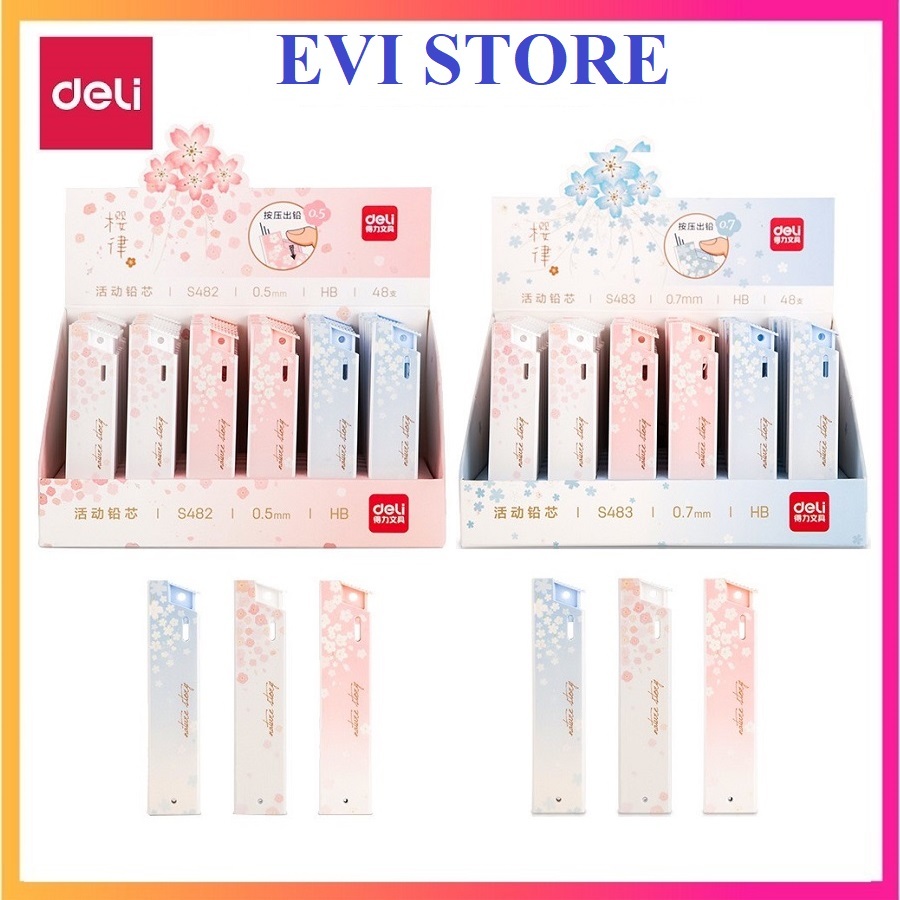 Set 3 hộp ngòi chì kim bấm HB Deli S482 / S483 - Ruột chì kim HB ngòi 0 ...