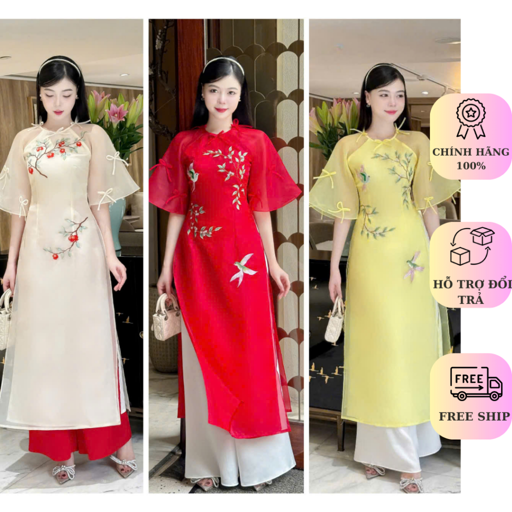 Áo dài cách tân Uyển Điệp 5 màu, vải tơ organza cao cấp by Lucci.Design ...