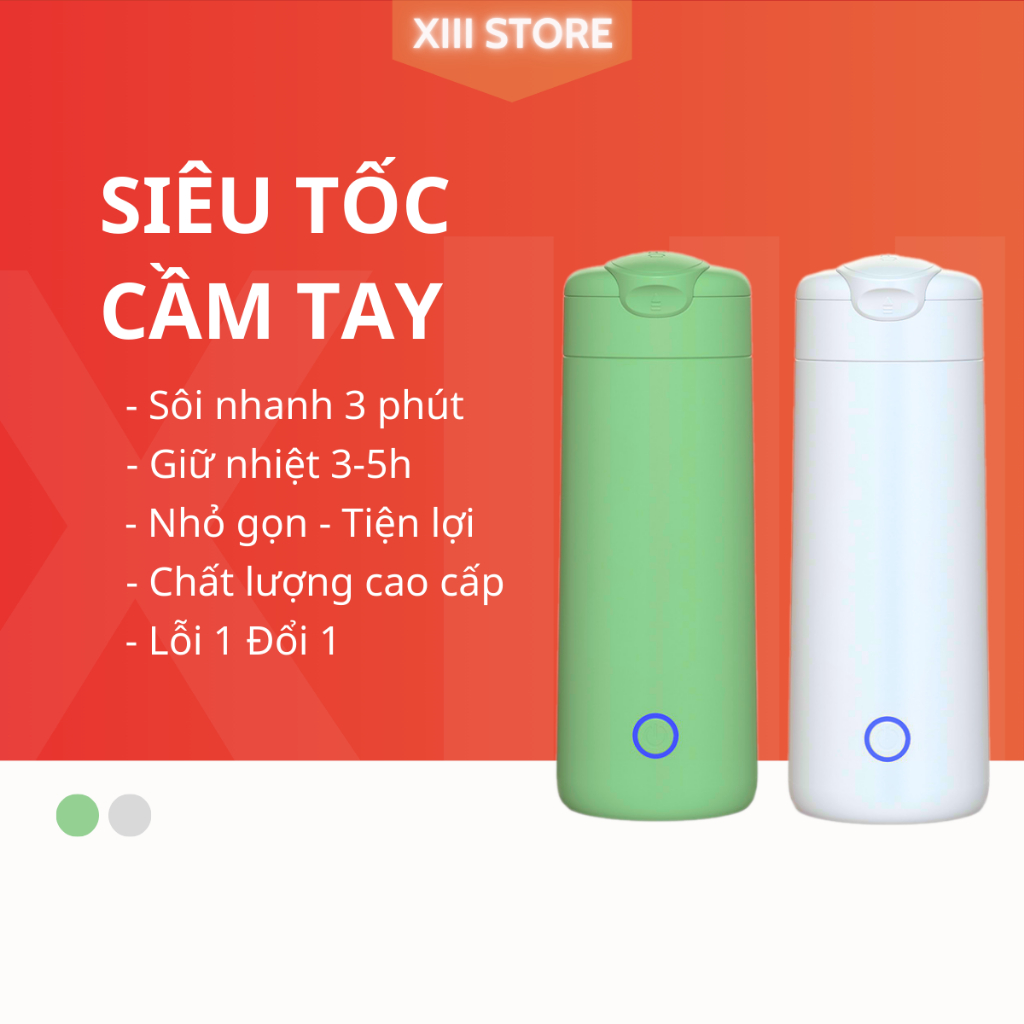 Ấm siêu tốc Mini Tự ngắt khi sôi 420ml, Bình siêu tốc kiêm giữ nhiệt 2-3h, đun sôi, giấu dây ...