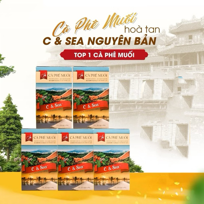 Sỉ Combo 5 Hộp 50 Gói Cà Phê muối hòa tan C & Sea Le Plateau hộp giấy 160g (10 stick 16g ...