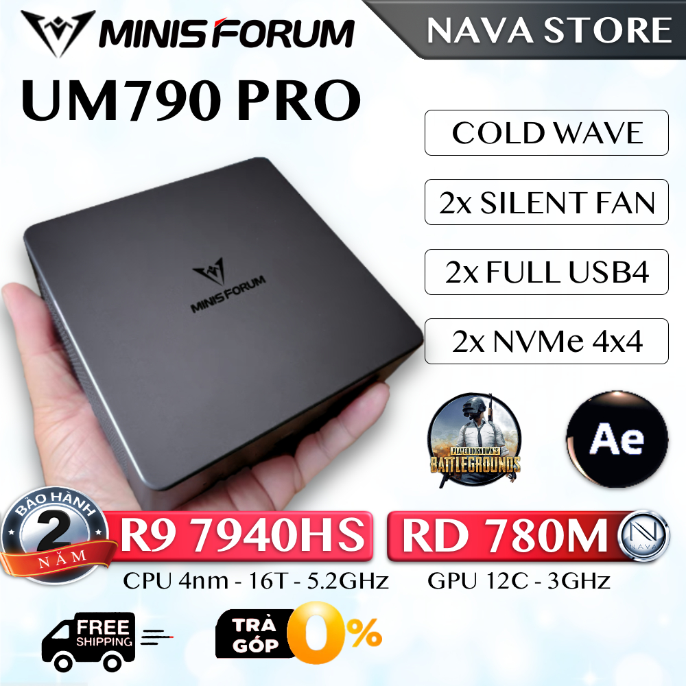 Minisforum UM790 PRO Mini PC Gaming AMD Ryzen 9 7940HS Radeon 780M RDNA3 Máy tính 790 R9 7000 ...