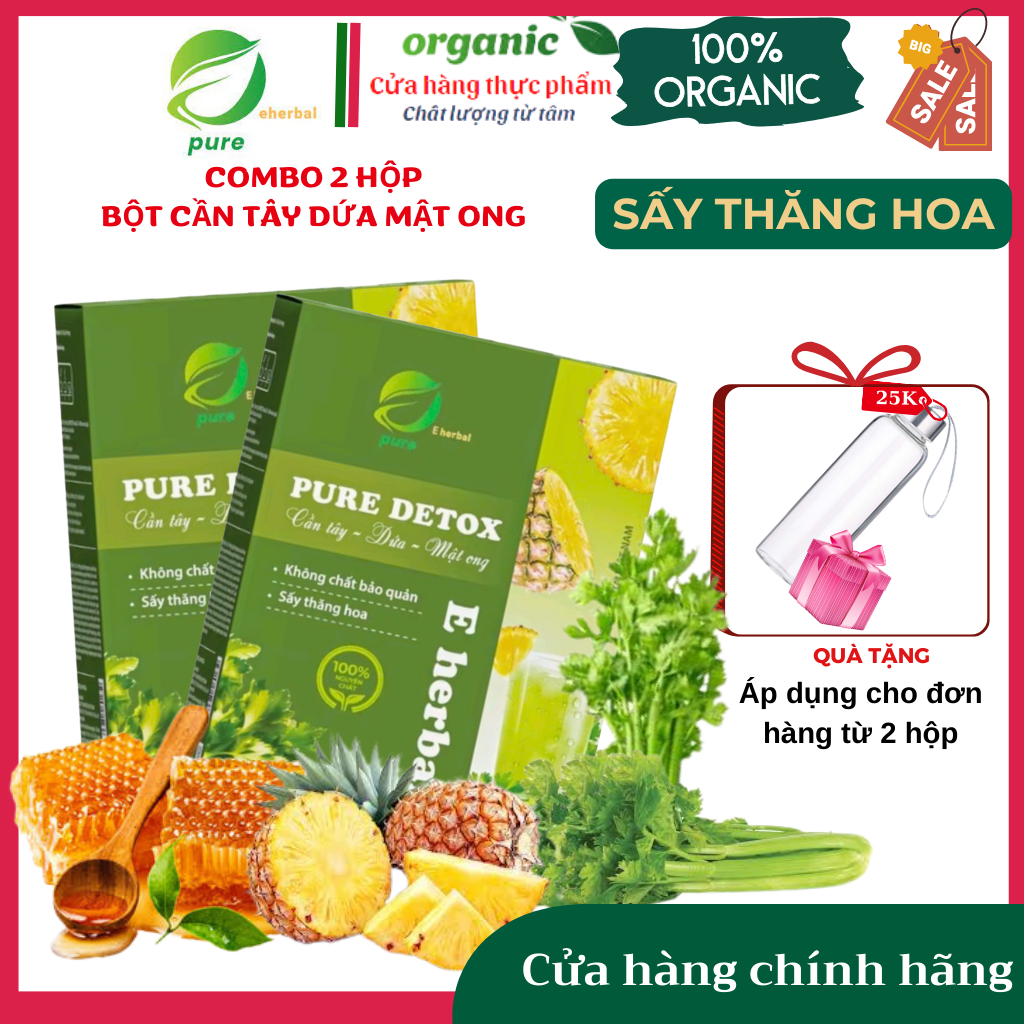 Combo 2 Hộp Bột Cần Tây Dứa Mật Ong Sấy Thăng Hoa Eherbal - Hộp 15 gói ...