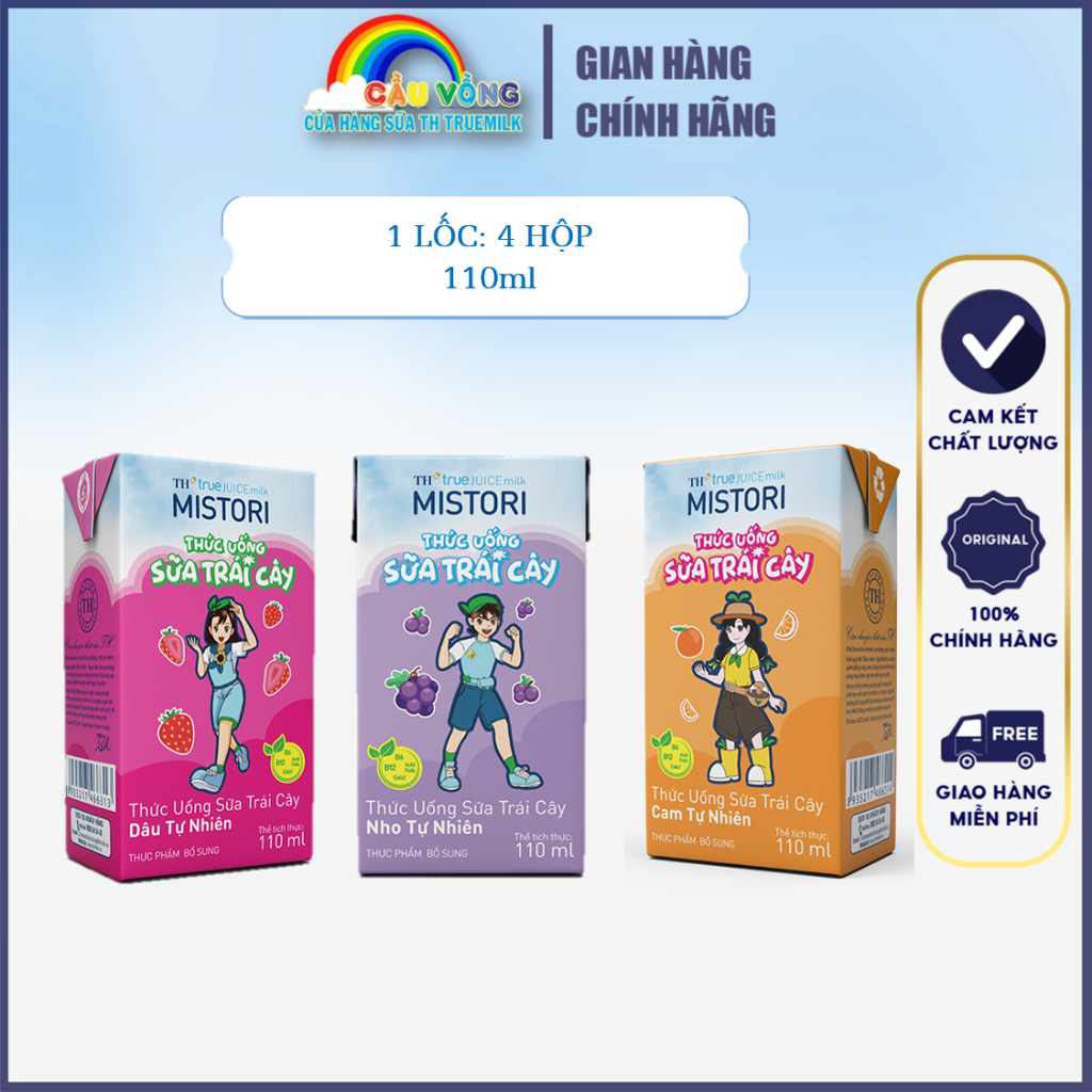 Thức Uống Sữa Trái Cây Nho - Cam - Dâu Tự Nhiên TH true JUICE milk ...
