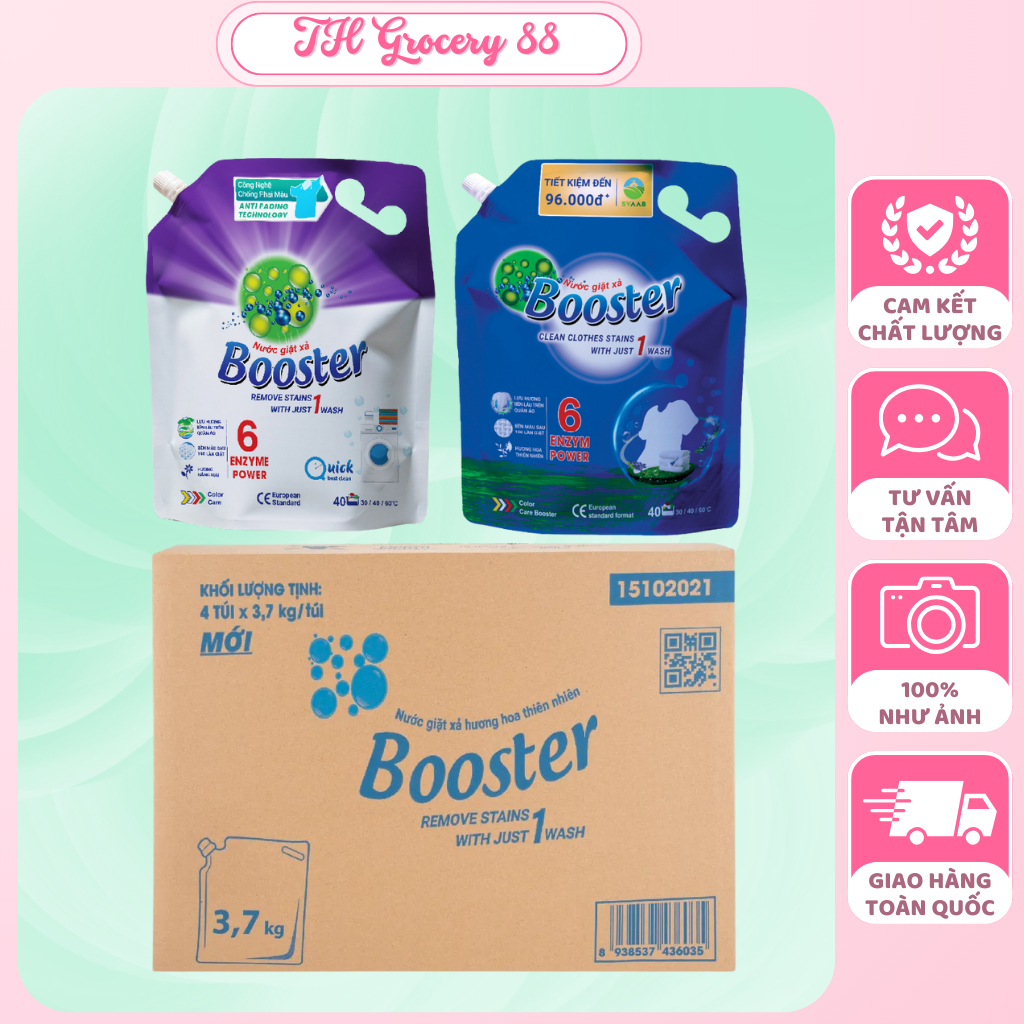 Thùng Nước Giặt Xả Bosster, Combo 4 Túi Giặt Xả TẶNG Kèm Quà, Túi 3,2kg -3,7kg - Hàng Chính Hãng ...