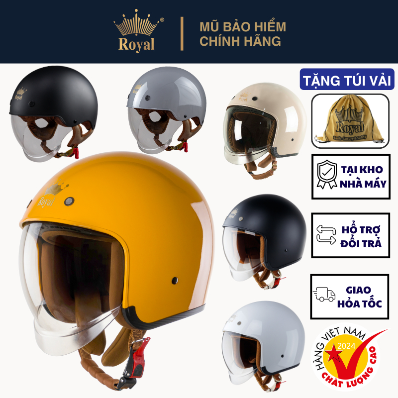 Mũ Nón Bảo Hiểm 3/4 Royal M139, Nón Bảo Hiểm Kính Âm Royal M239 Chính Hãng Bảo Hành 12 Tháng Hợp ...