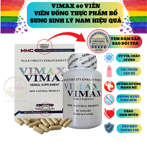 Vimax 60 Viên Thực Phẩm Bổ Sung Tăng Cường Sinh Lý Nam, Hỗ Trợ Tập Tăng Cải Thiện Dương Vật Cho ...