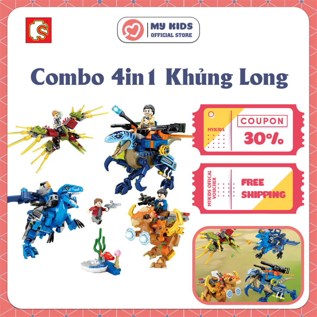 Đồ Chơi Lắp Ráp Combo 4in1 Khủng Long Bạo Chúa Chiến Đấu - SEMBO 205017-205020 | Shopee Việt Nam
