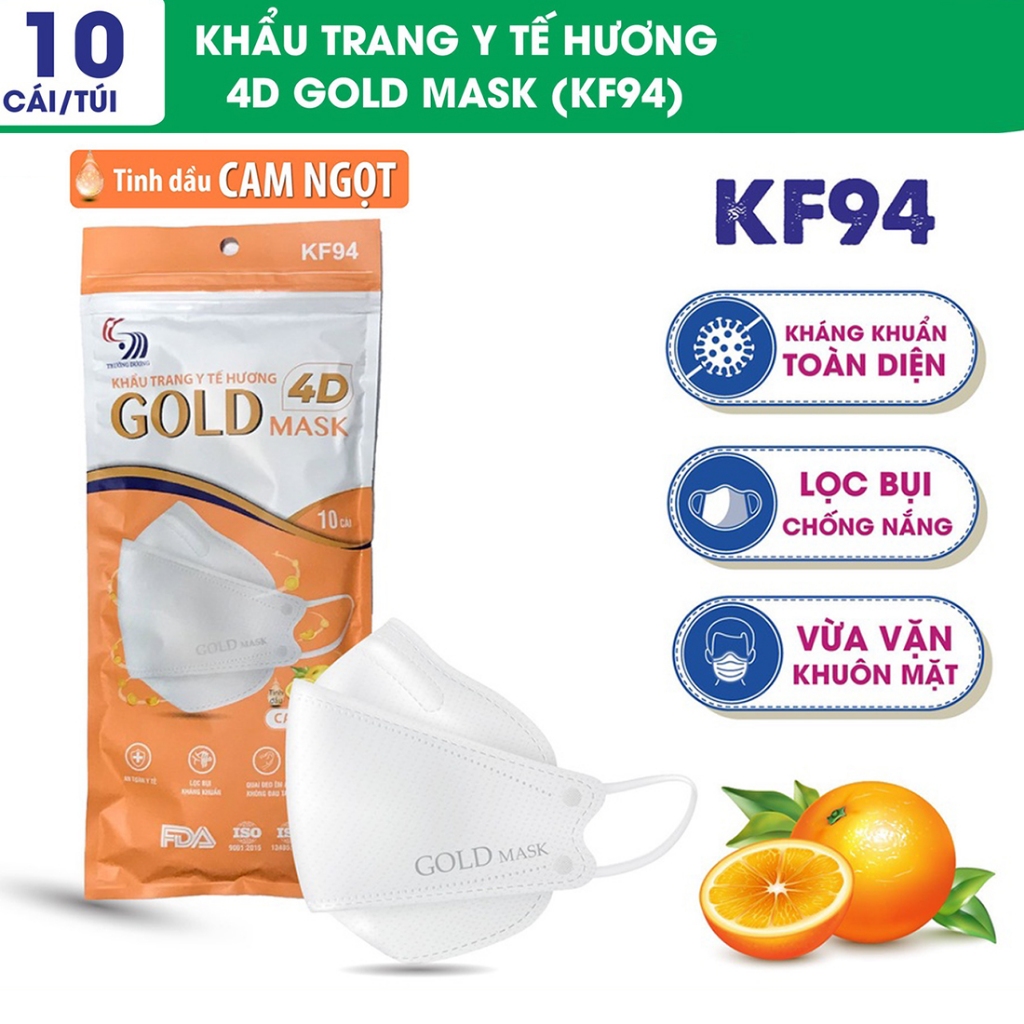 Khẩu trang mùi thơm Cam Ngọt loại 4D Gold Mask - Túi 10 chiếc khẩu ...