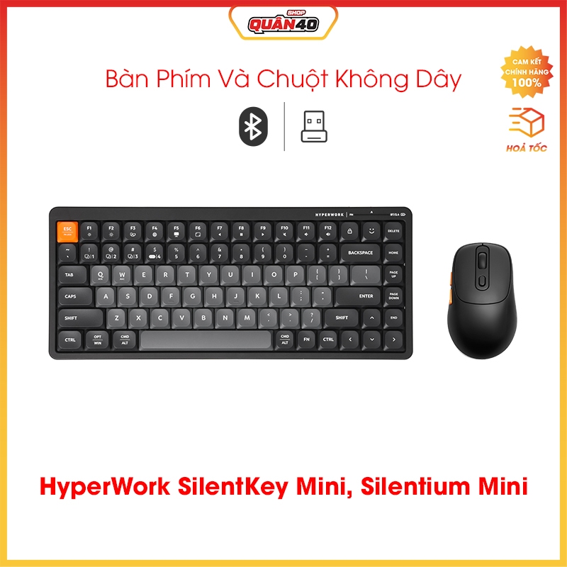 Bàn Phím Không Dây HyperWork SilentKey Mini | Chuột Không Dây HyperWork Silentium Mini - Hàng ...