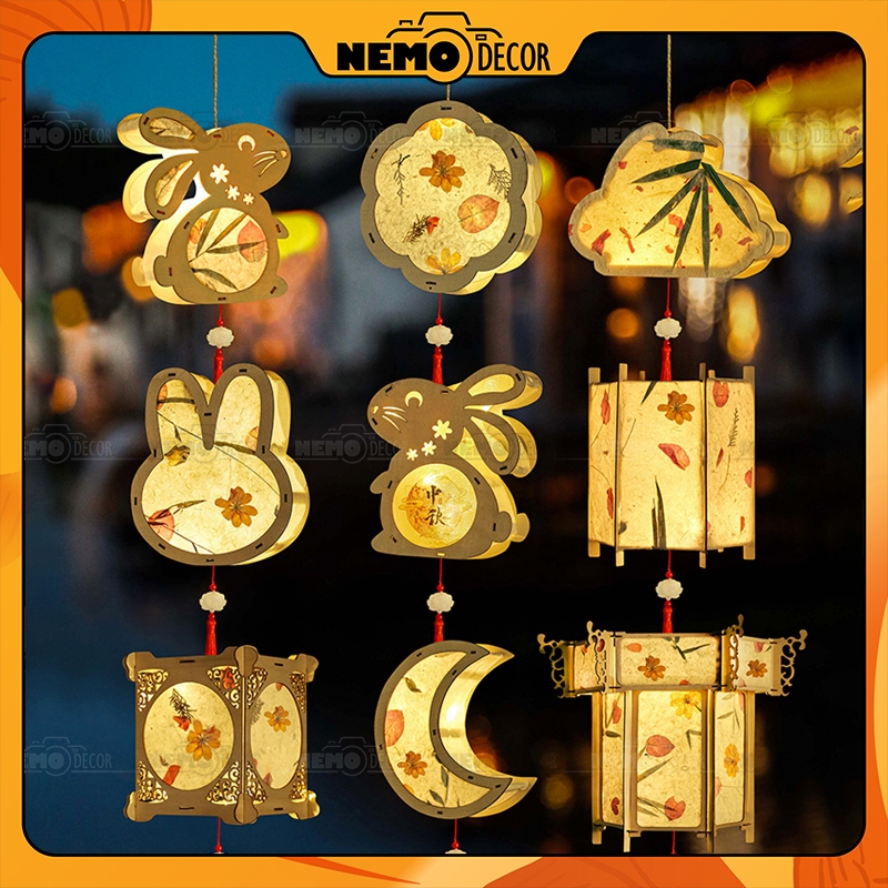 Đèn Lồng Trung Thu 𝐍𝐞𝐦𝐨 𝐃𝐞𝐜𝐨𝐫 Giấy Rơm Họa TIết Hoa Lá Khô, Đèn Trung Thu, Đèn Trang Trí Phong ...