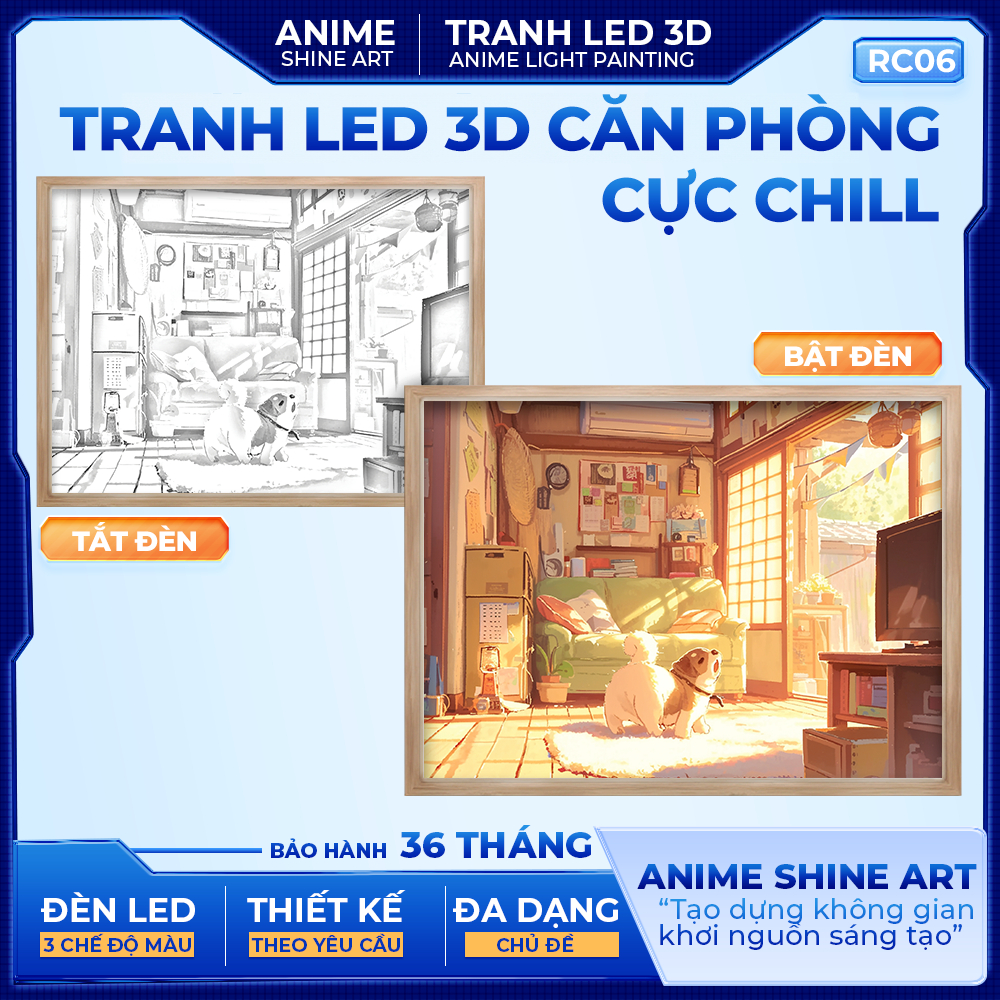 Tranh LED 3D CĂN PHÒNG CỰC CHILL 5+ Mẫu | Tranh Đèn LED 3D Decor cực ...