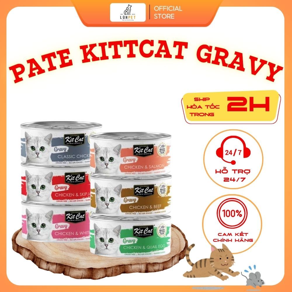 [Hoả tốc] Pate Kitcat Gravy lon 70gr dạng sốt sệt cho mèo con, mèo lớn ...