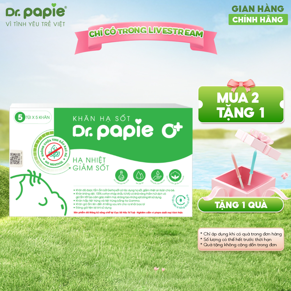 [LIVE] Khăn Lau Hạ Sốt Dr Papie Thải Nhiệt Hạ Sốt Chuẩn Nhi Khoa Cho Bé ...