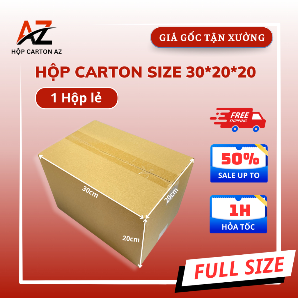 30x20x20 Hộp carton đóng hàng loại vừa, Hộp bìa giấy đóng gói 3 lớp ...