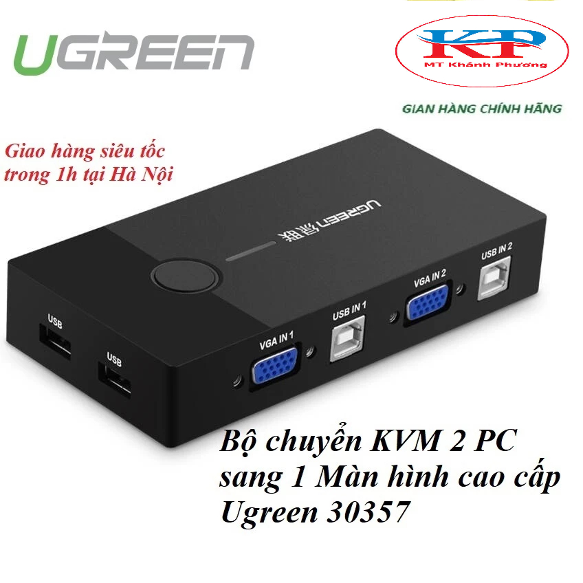 Bộ chuyển Tín Hiệu 2 CPU Dùng 1 Màn Hình - KVM Switch Với USB Cho Chuột Và Bàn Phím Ugreen 30357 ...