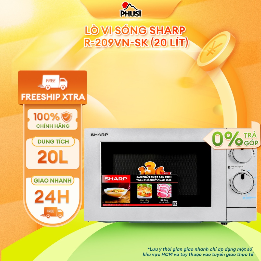 [R-209VN-SK] Lò Vi Sóng Sharp R-209VN-SK 20 lít - BH Chính Hãng, Mới 100% | Shopee Việt Nam