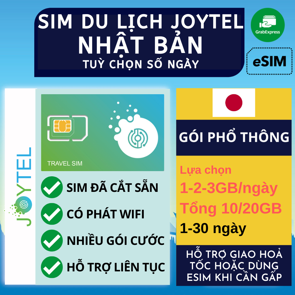 Sim Du Lịch NHẬT BẢN JOYTEL Tốc Độ Cao 4G Hỗ trợ Giao Nhanh và Esim ...