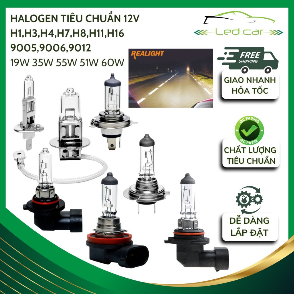 Bóng đèn halogen h1,h3,h4,h7,h8,h11,h16,9005,9006,9012,880,881,h27 tiêu chuẩn 12v chất lượng cao ...