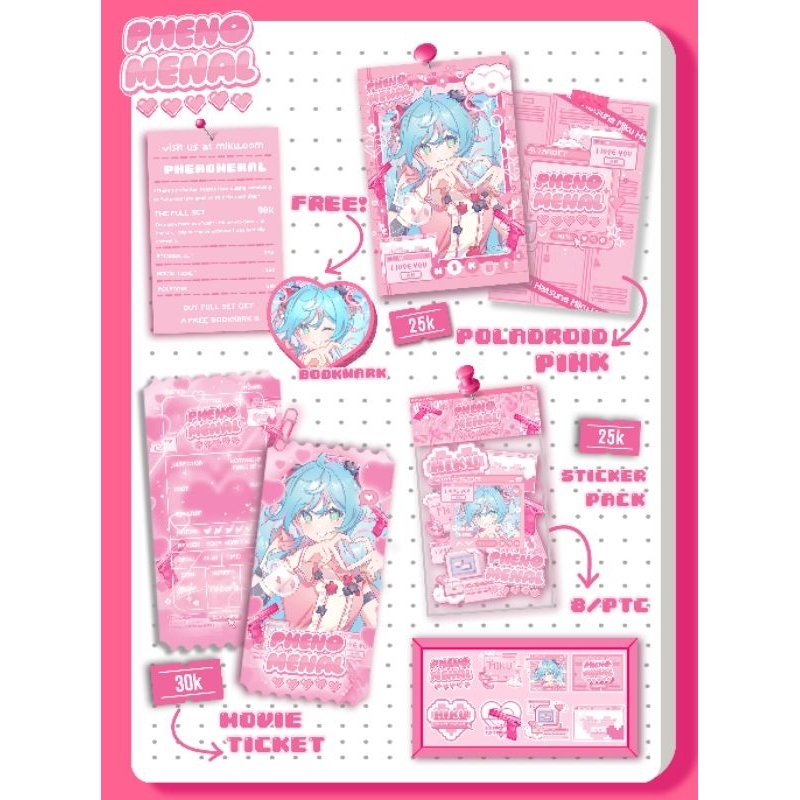 Set "Phenomenal" 3 món Polaroid Ticket Sticker Hatsune Miku Vocaloid ...