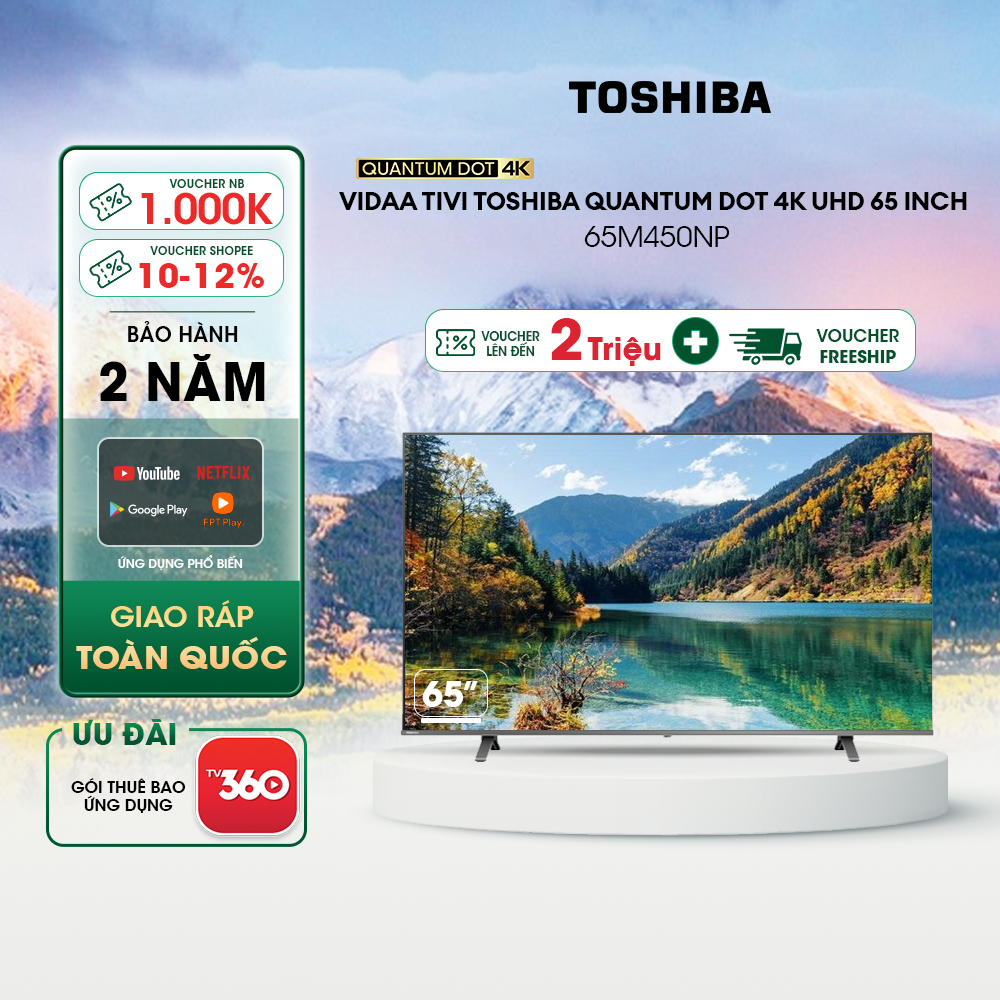Vidaa Tivi QLED TOSHIBA 65 inch 65M450NP, Màn Hình Quantum Dot 4K UHD ...