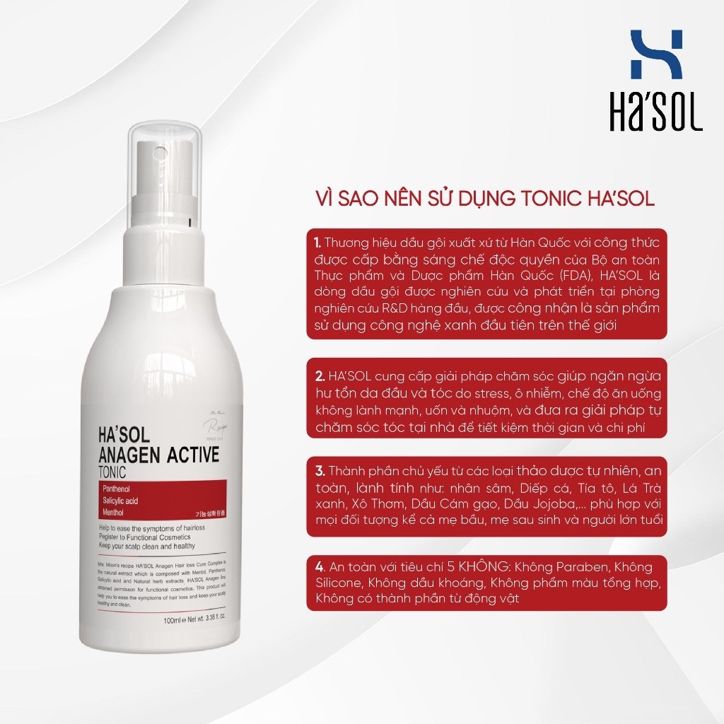 Xịt Kích Mọc Tóc Hasol Anagen Active Tonic 100ml Dưỡng Da Đầu Nuôi ...