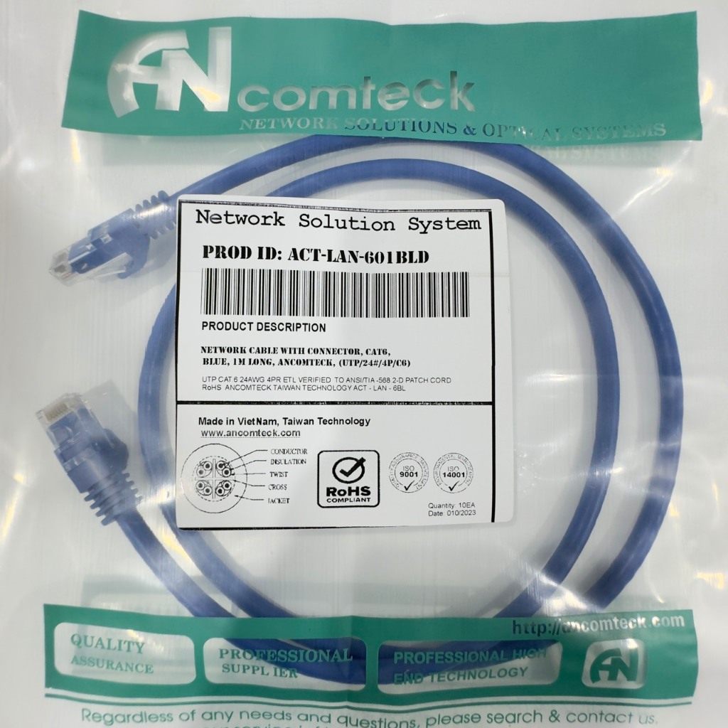 Dây nhảy patch cord 1m Cat6 ancomteck Blue 4 feet | Shopee Việt Nam