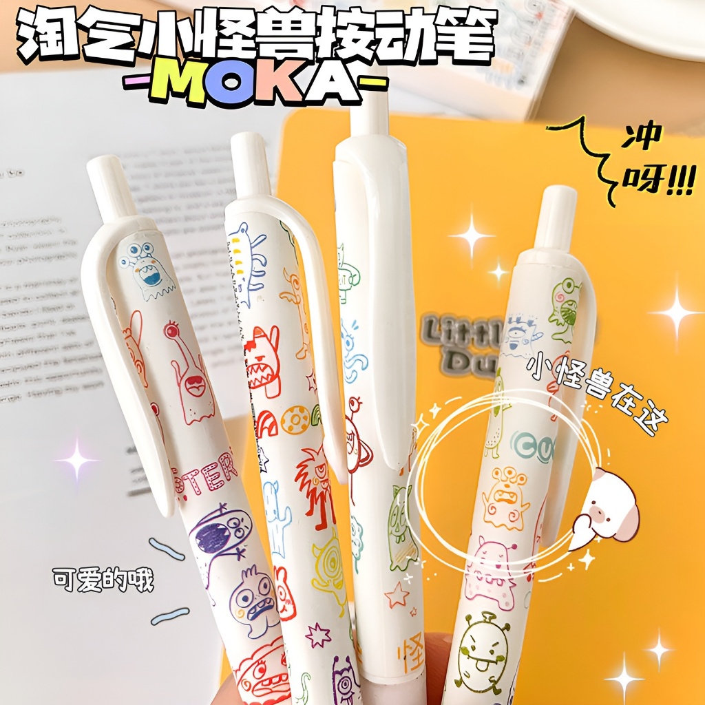 [Hộp 4]Bút Gel MoKa Monster Graffiti Màu Đen ngòi ST 0.5mm Viết Êm ...