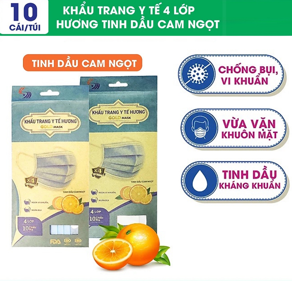 Khẩu trang 4 lớp có mùi hương cam ngọt - Khẩu trang chống nắng mùi tinh ...