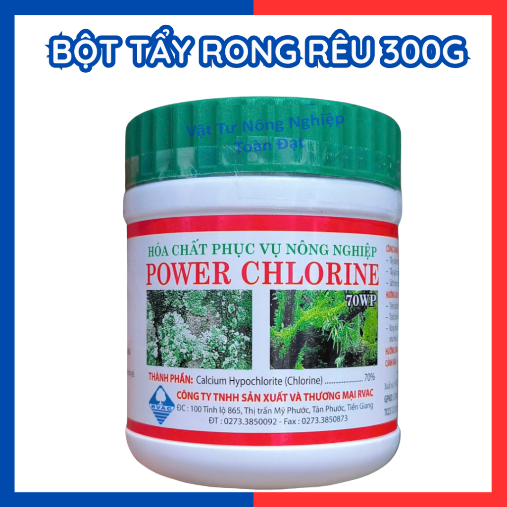 Bột Tẩy Rong Rêu Power Chlorine (hủ 300g), rong bám trên cây, mặt đường ...