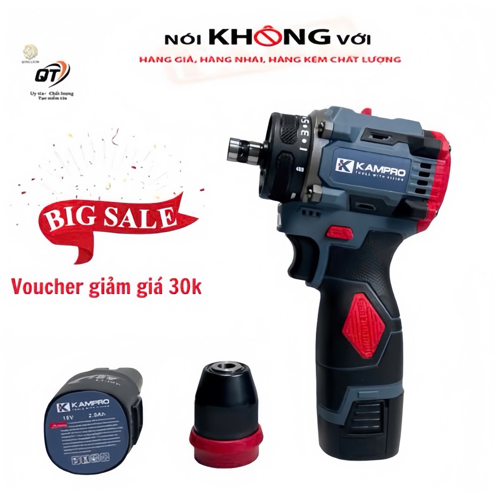 Máy Khoan Pin 16,8V KAMPRO Quick Không Chổi Than Đầu Kẹp Autolook 10mm ...