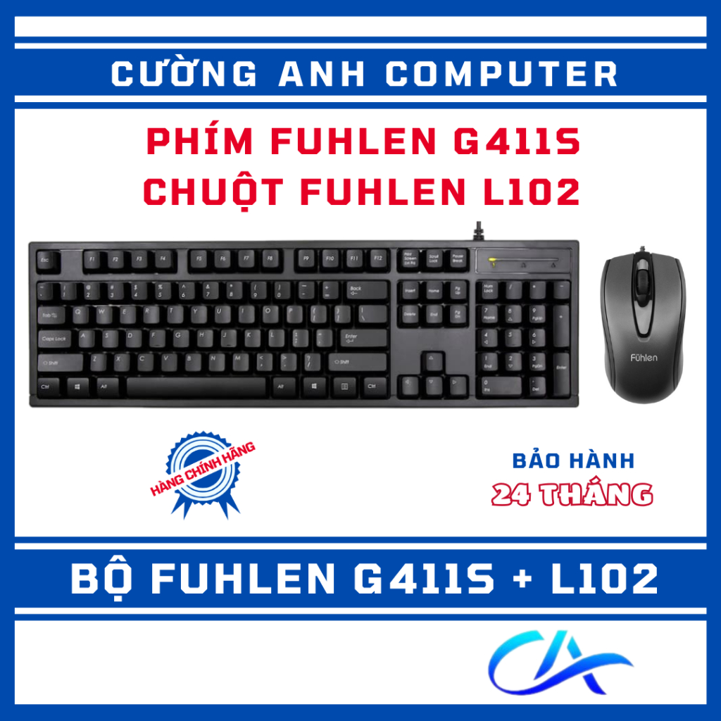 Combo bàn phím Fuhlen G411S + chuột Fuhlen L102 màu đen chính hãng ...