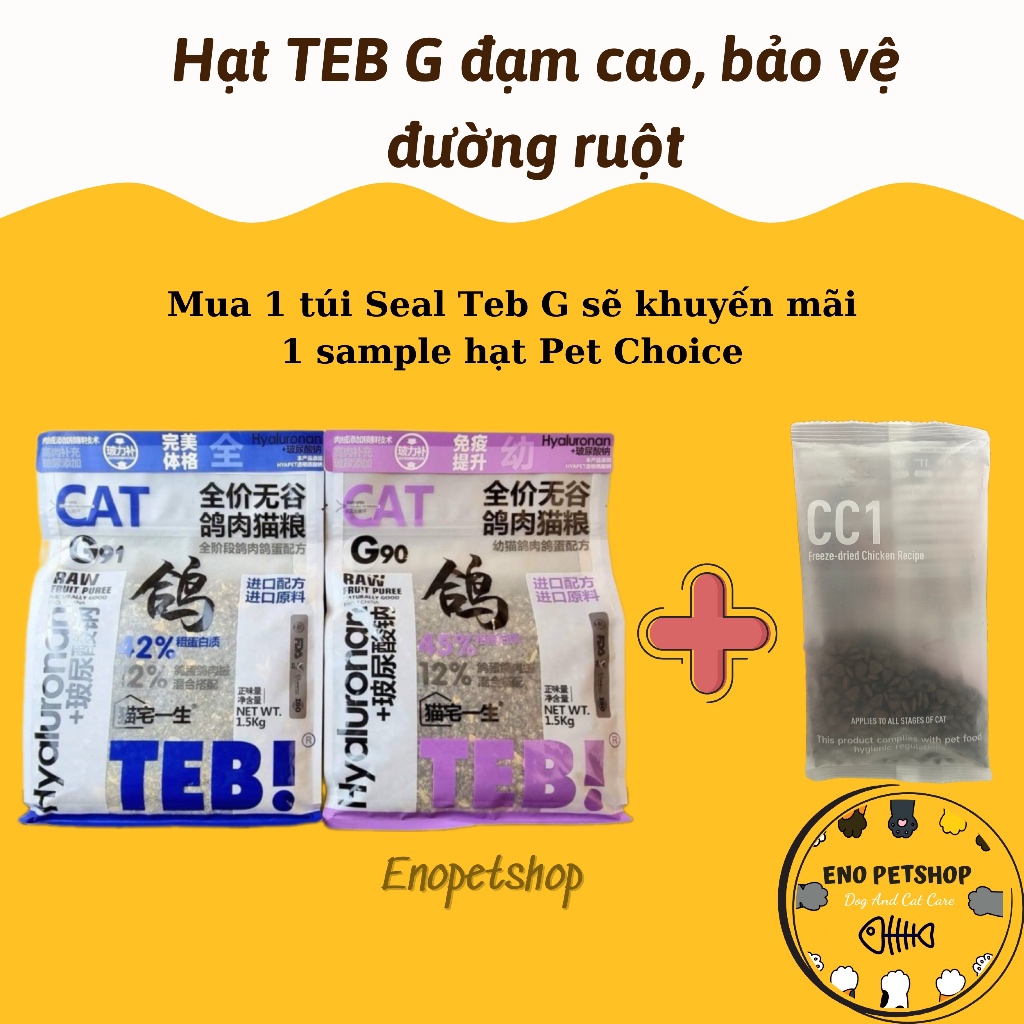 Hạt TEB G cao cấp độ đạm cao siêu dinh dưỡng dành cho mèo mọi lứa tuổi ...