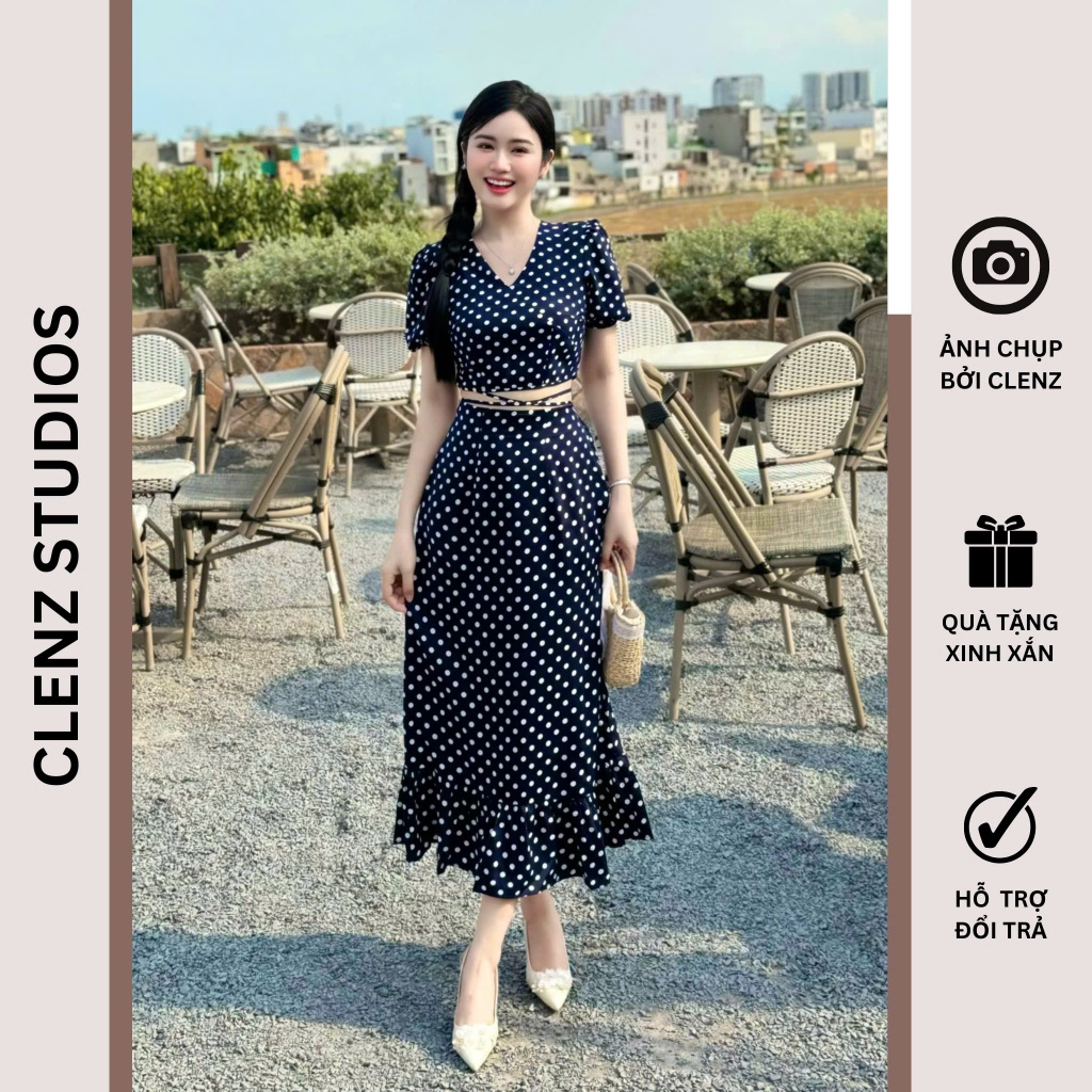 [ Clenz - Váy thiết kế cao cấp ] Set áo croptop cổ v + chân váy dài đuôi cá SET05 | Shopee Việt Nam