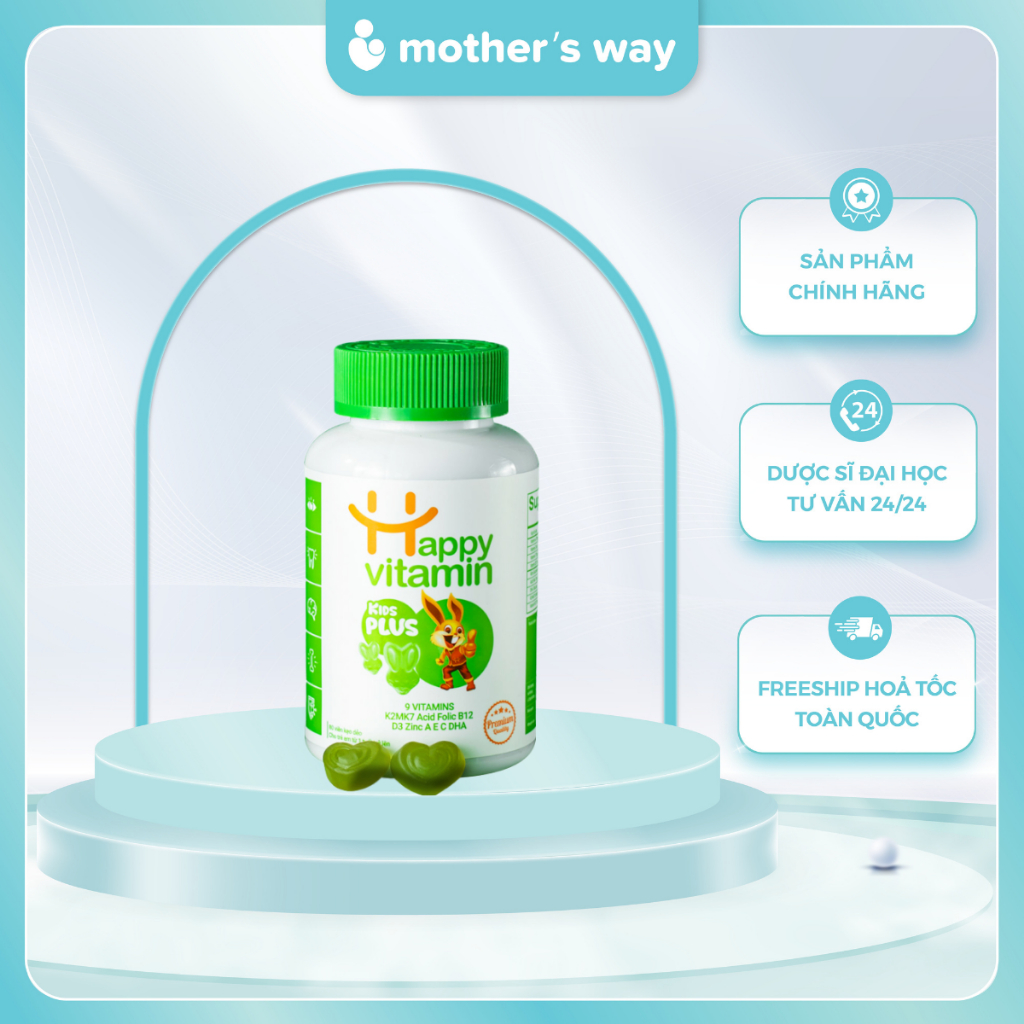 Kẹo Happy Vitamin Kids plus Bổ sung Vitamin D3K2, Kẽm, Omega, DHA ăn ...