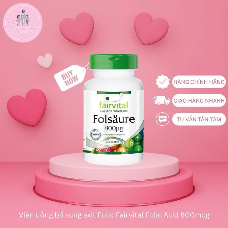 Viên uống bổ sung axit Folic Fairvital Folic Acid 800mcg 250v | Shopee ...