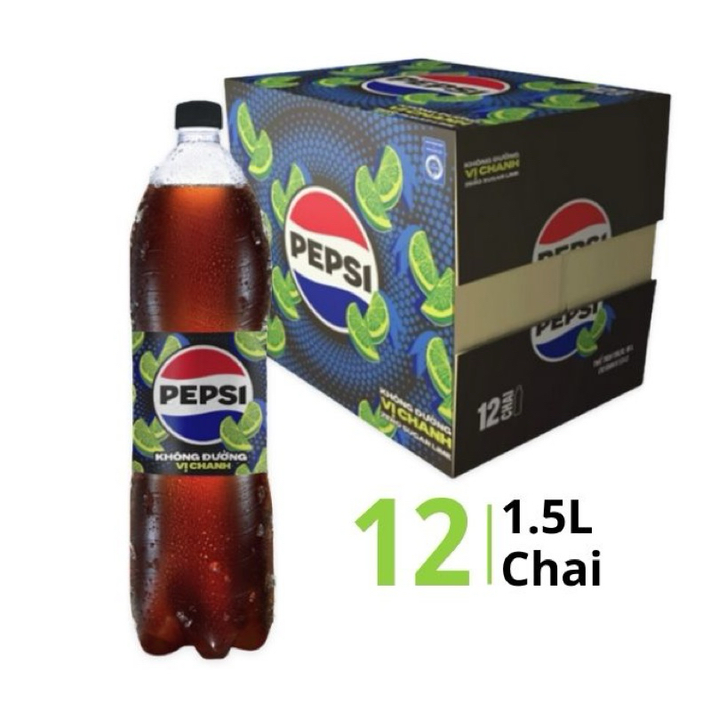 [ Sẵn Hàng] Pepsi Chanh Không Calo thùng 12 chai 1,5L | Shopee Việt Nam