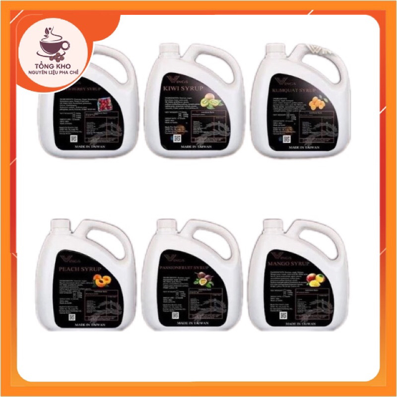 Siro Wings Đài Loan can 2,5kg đủ vị đường đen, đào, vải, dâu, xoài, việt quất, kiwi | Shopee ...