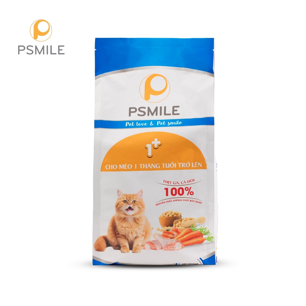 Hạt cho mèo mọi lứa tuổi PSMILE 1+ Mỏng nhỏ, mền mix full topping | Shopee Việt Nam
