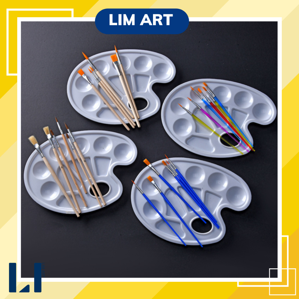 Set khay pha màu và bộ 6 cọ vẽ. Combo palette pha màu và 6 cọ vẽ tiện ...