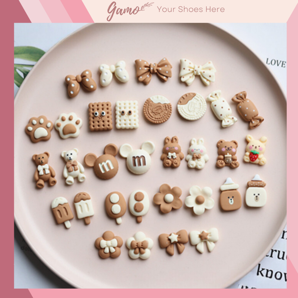 Sticker, Charm 3D chủ đề Kem nâu 35 bán lẻ DIY Gamo nhựa cứng gắn Dép ...